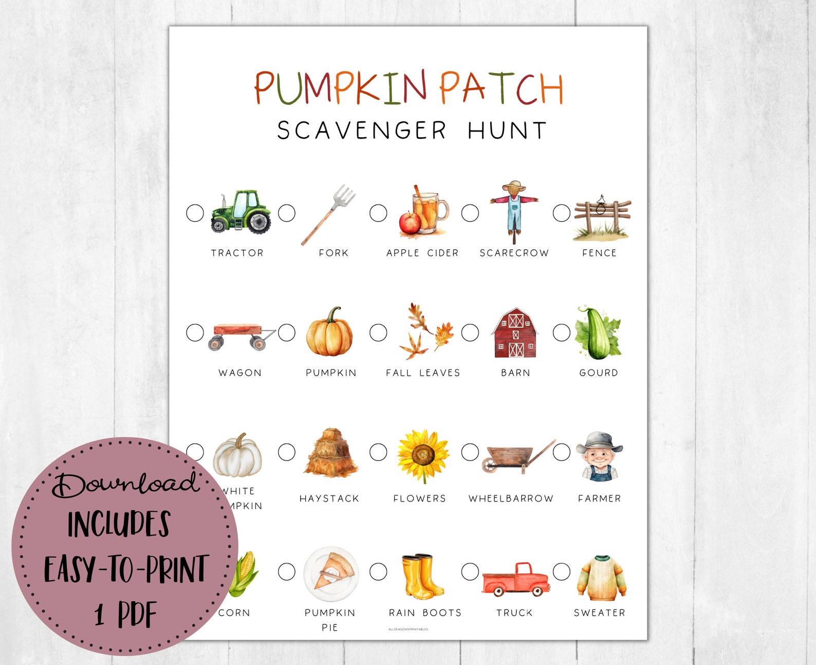 Pumpkin Patch Scavenger Hunt | Fall Scavenger Hunt | Daycare Preschool ...