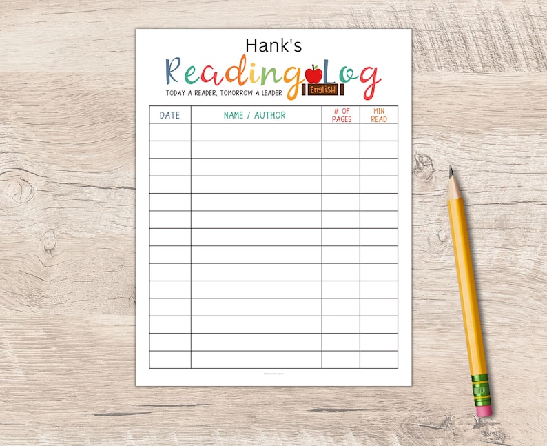 Reading Log for Kids Reading Log Printable Book Tracker - Etsy