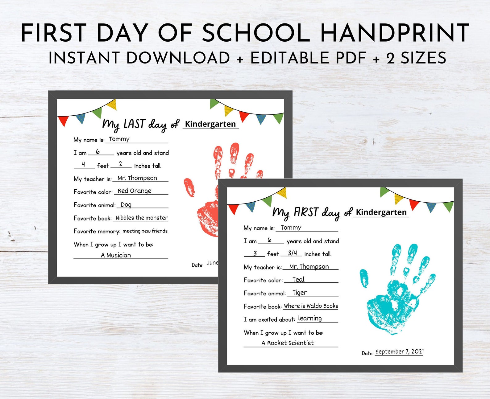 First Day of School Handprint Craft First and Last Day of - Etsy