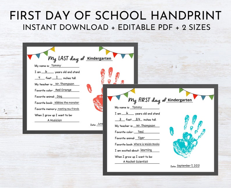 First Day of School Handprint Craft First and Last Day of - Etsy
