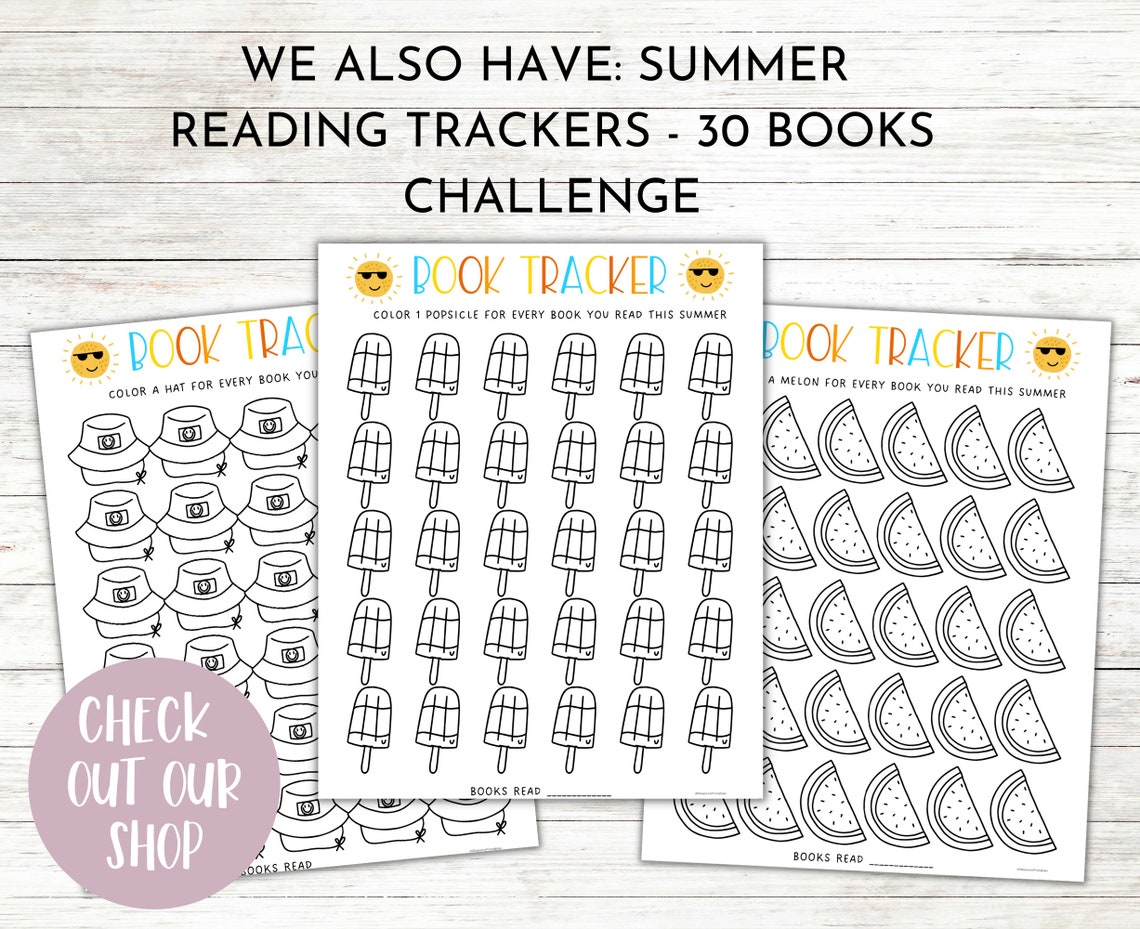 Summer Reading Tracker for Kids Summer Reading Challenge - Etsy