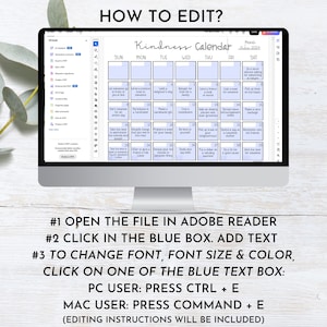 Random Acts of Kindness, Editable Kindness Calendar, Kindness Countdown ...