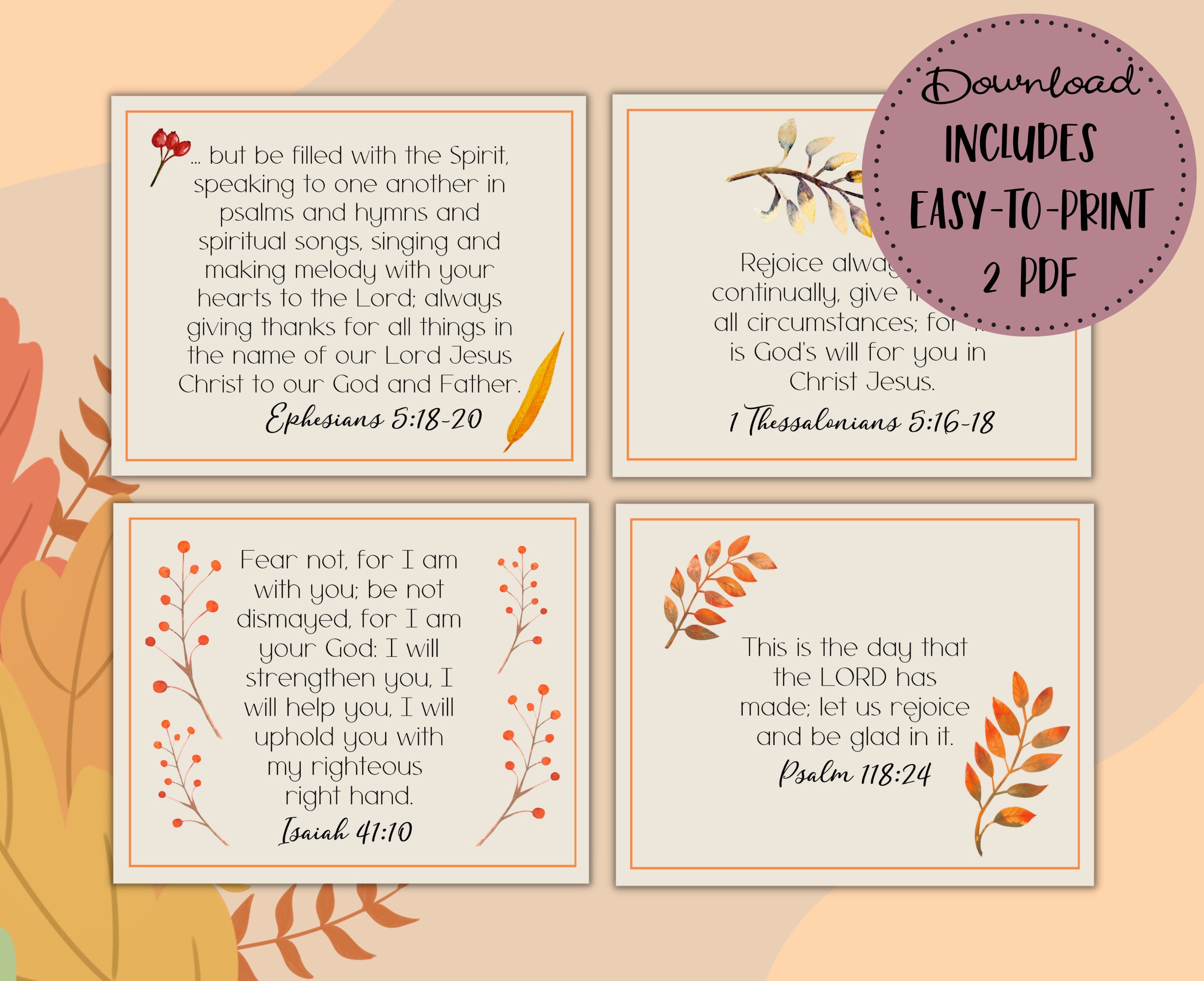 20 Thanksgiving Scripture Cards | Gratitude Christian Cards Printable ...