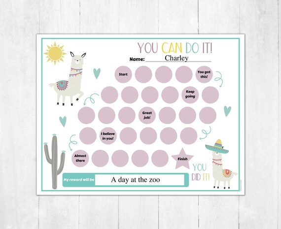 Reward Chart for Kids Editable Reward Chart Festive Llamas - Etsy