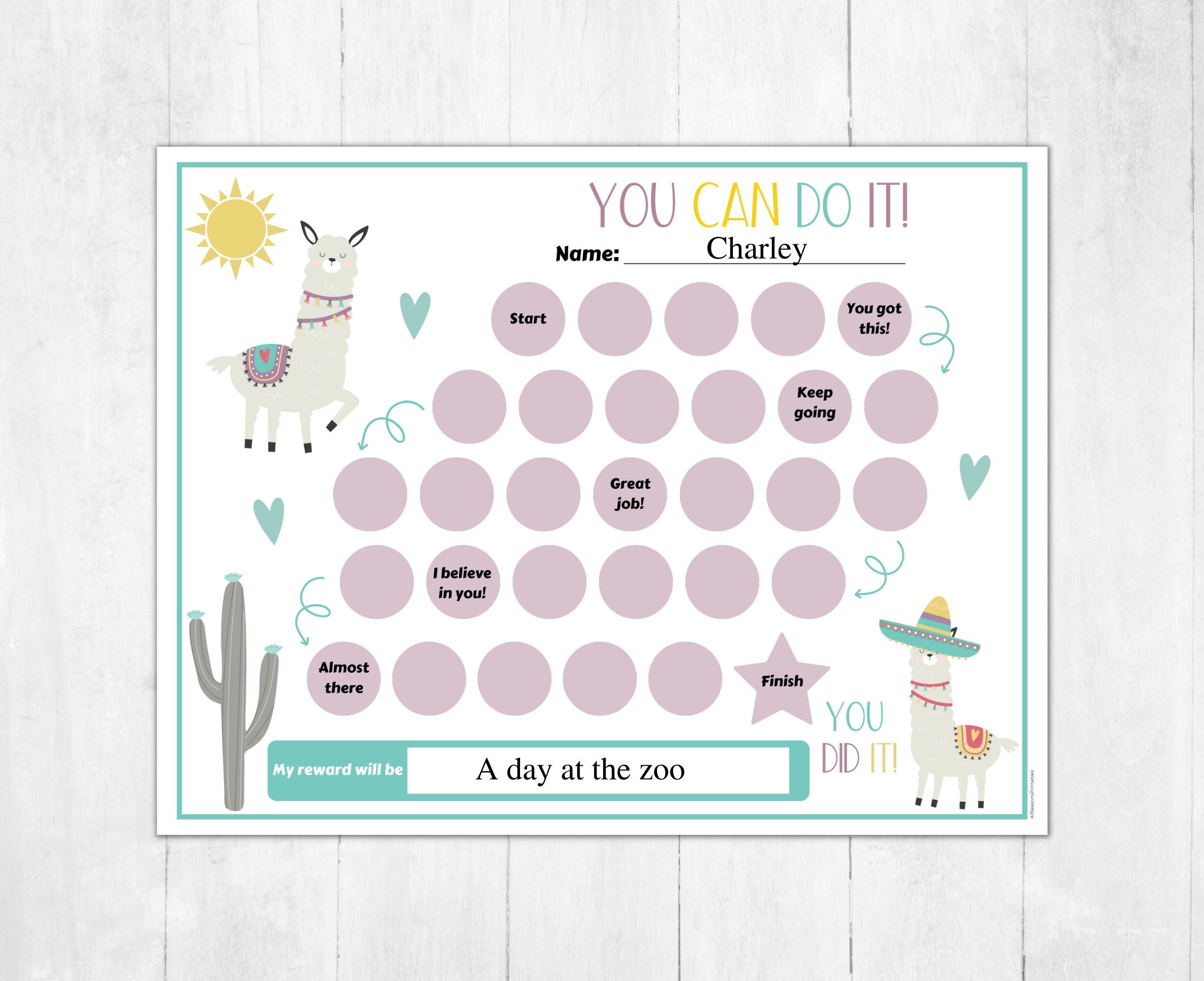 Reward Chart for Kids | Editable Reward Chart Festive Llamas ...