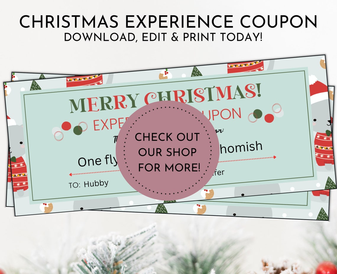 Kids Christmas Coupon Book Printable | Christmas Coupons Editable ...