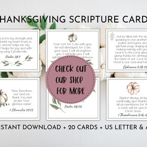 20 Thanksgiving Scripture Cards | Gratitude Christian Cards Printable ...