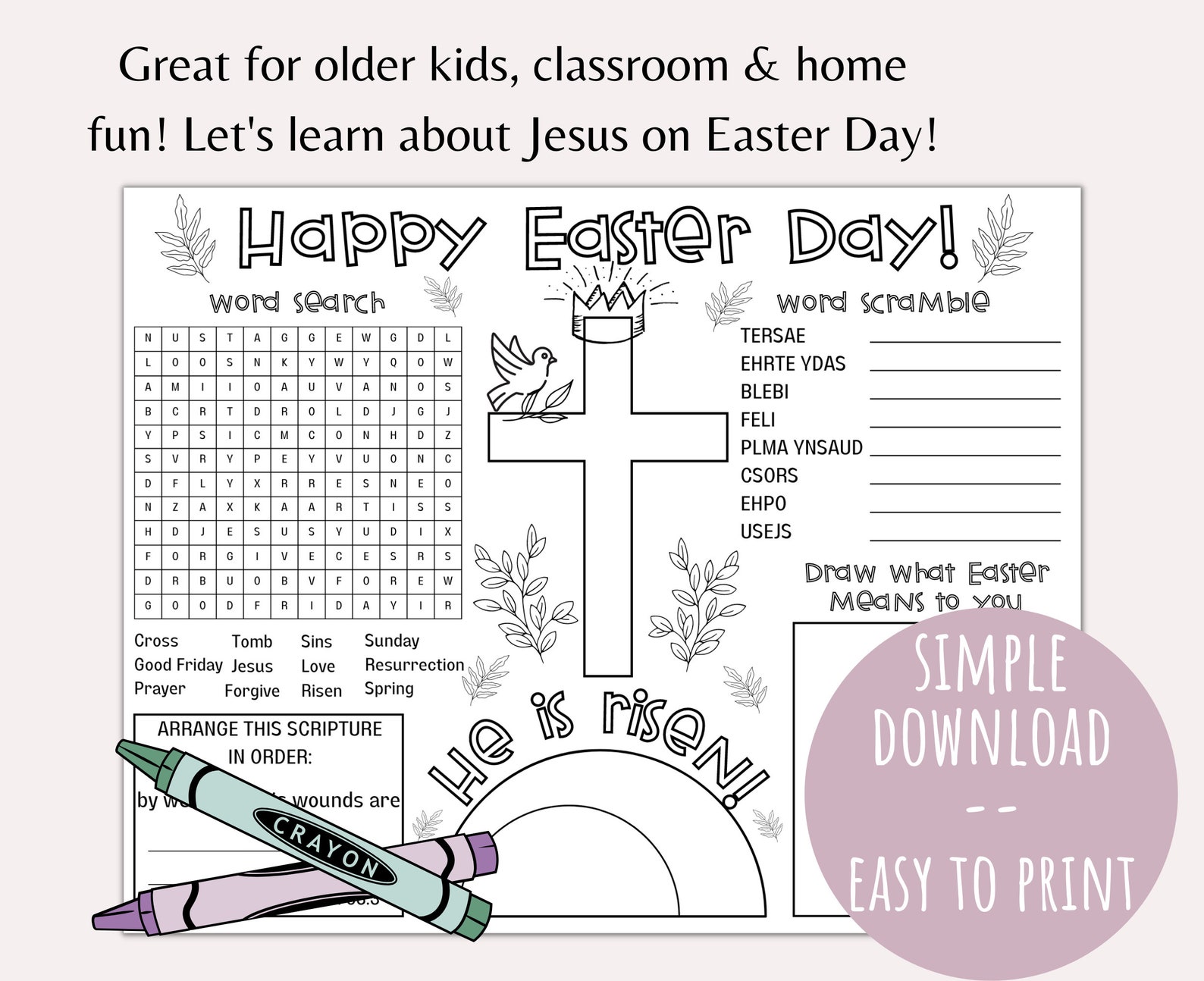 Christian Easter Placemat Activities Easter Placemat - Etsy