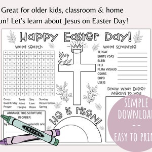 Christian Easter Placemat Activities Easter Placemat - Etsy
