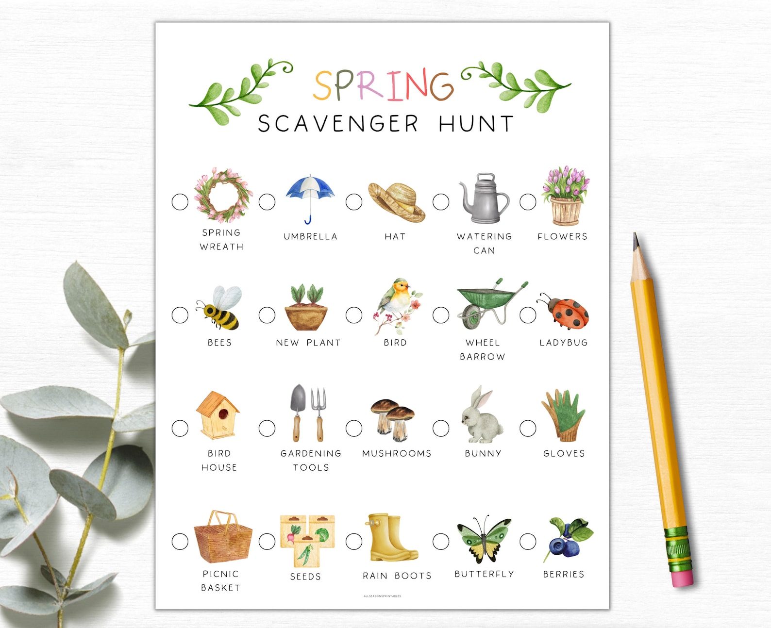 Spring Scavenger Hunt Printable Spring Printable for Kids - Etsy