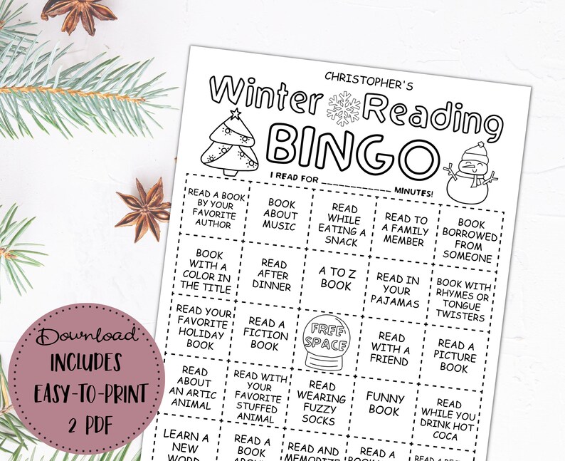 Winter Reading BINGO Challenge Winter Break Reading Challenge Winter ...