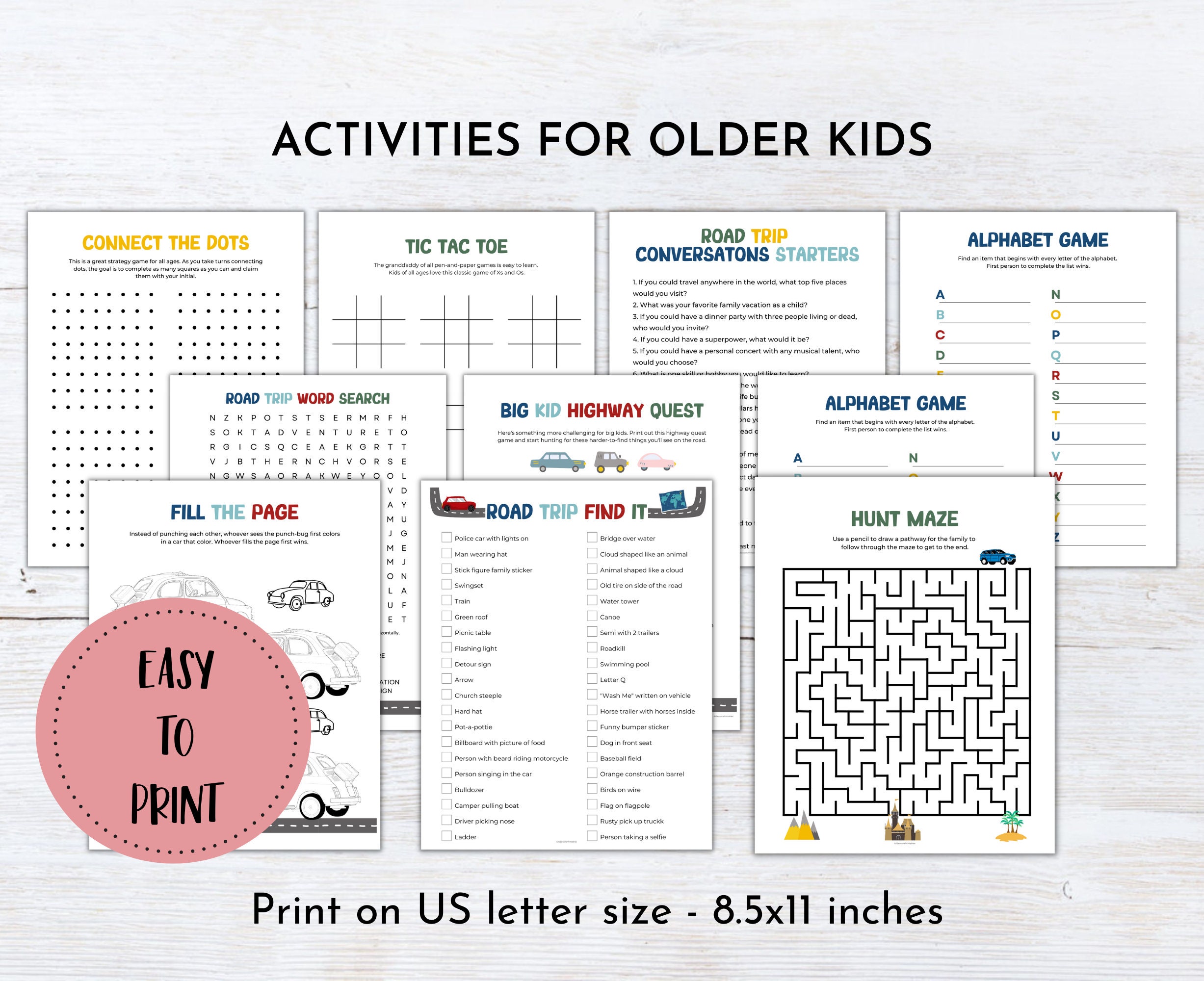 Road Trip Activity Pack Printable | Road Trip Activities for Kids ...