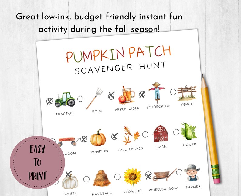 Pumpkin Patch Scavenger Hunt | Fall Scavenger Hunt | Daycare Preschool ...