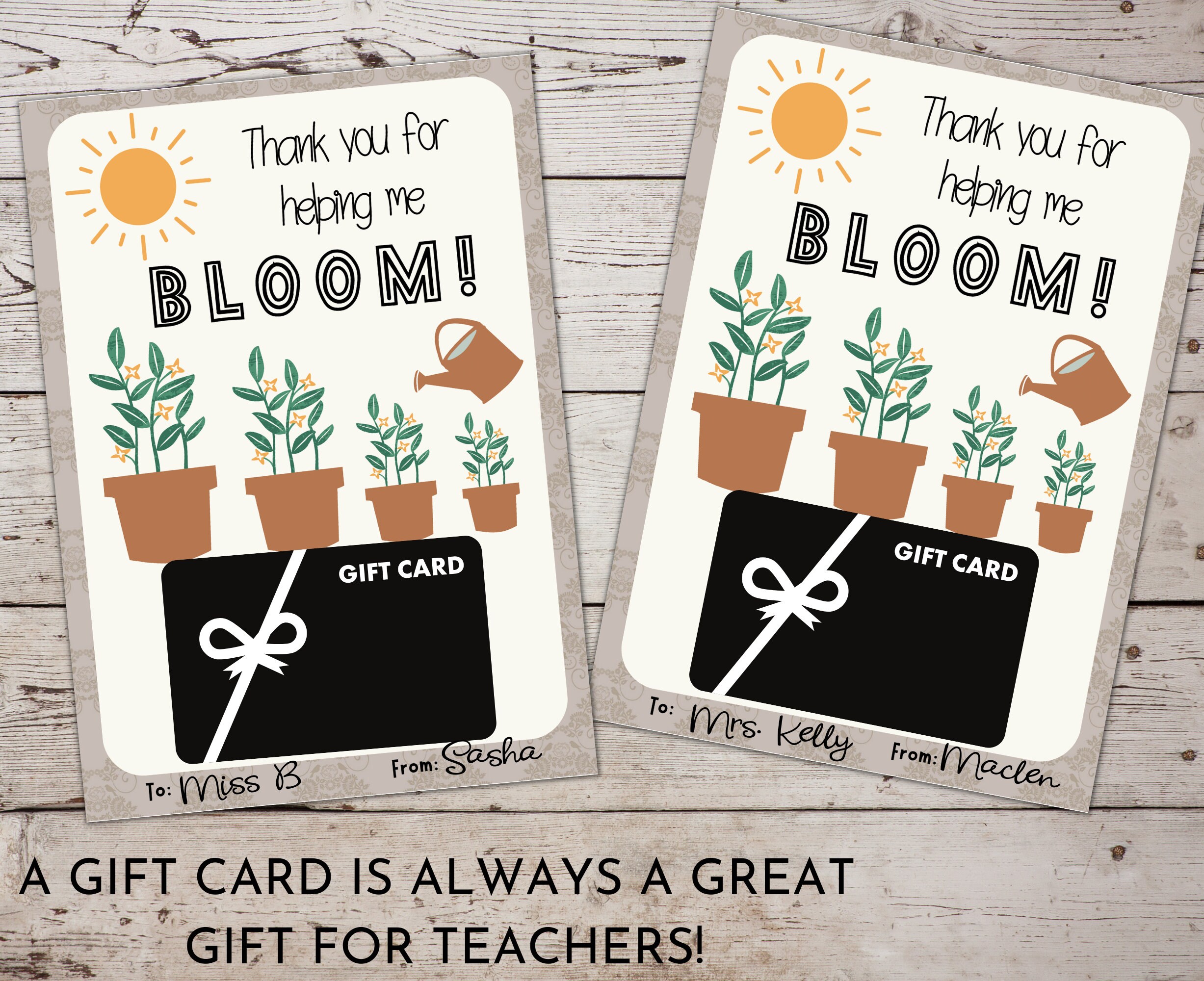 Thank You for Helping Me Bloom Teacher Appreciation Gift Card - Etsy