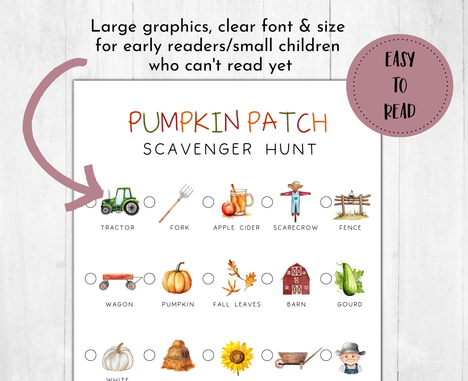 Pumpkin Patch Scavenger Hunt | Fall Scavenger Hunt | Daycare Preschool ...