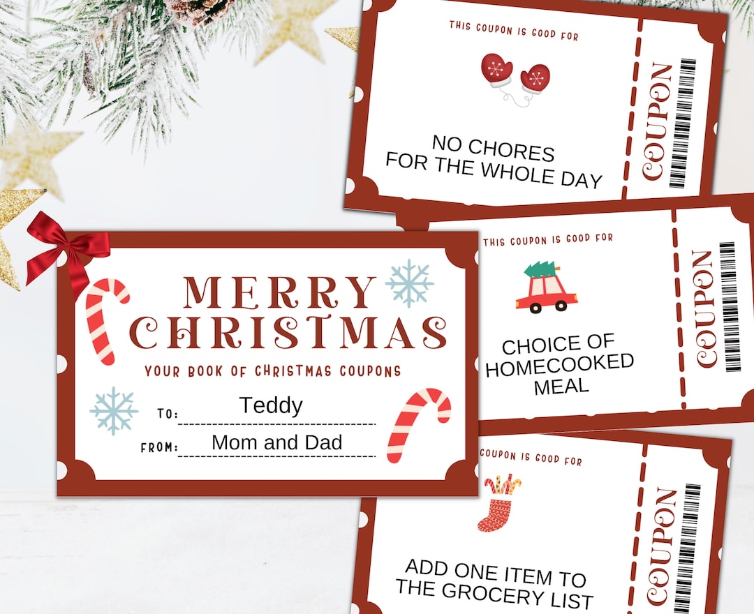 Kids Christmas Coupon Book Printable | Christmas Coupons Editable ...