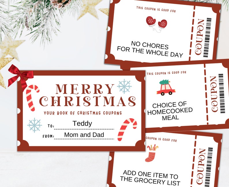Kids Christmas Coupon Book Printable Christmas Coupons Editable ...