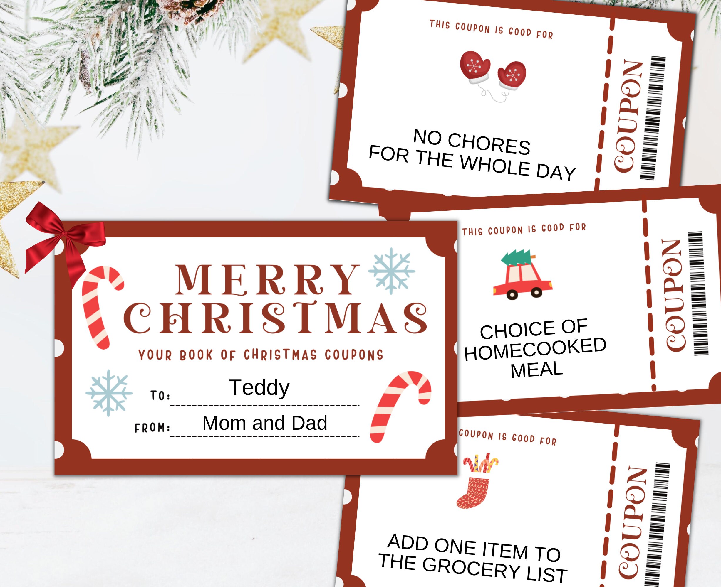 Kids Christmas Coupon Book Printable | Christmas Coupons Editable ...