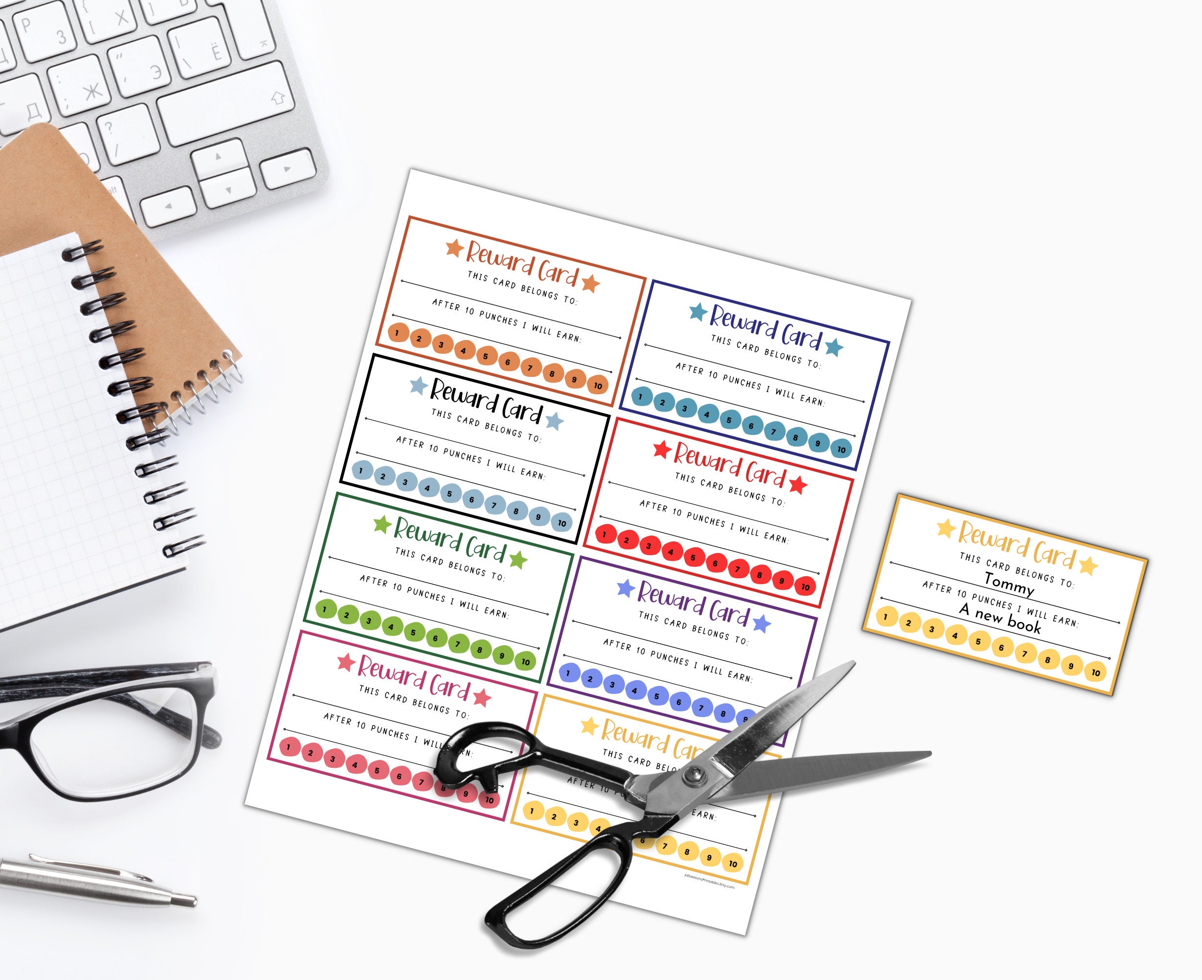 Editable Reward Punch Cards | Printable Punch Cards | Printable Reward ...
