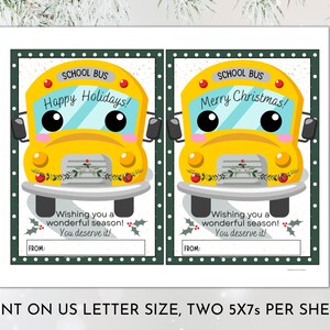 School Bus Christmas Gift Card Holder | Printable School Bus Gift ...