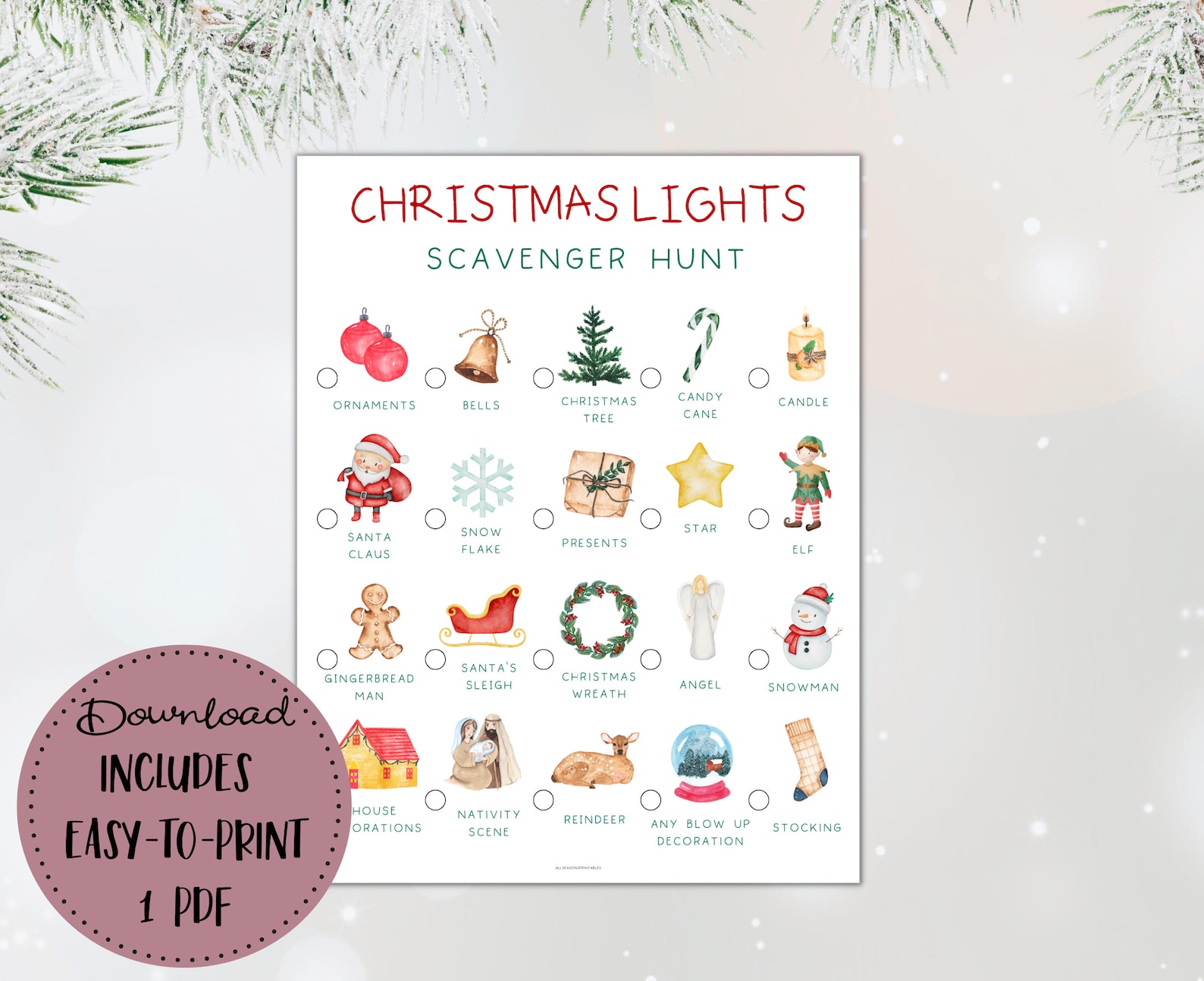 Christmas Lights Scavenger Hunt Holiday Scavenger Hunt - Etsy