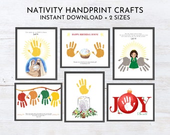 Printable Nativity Christmas Handprint Art Craft Sunday - Etsy