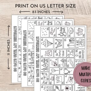 Birthday Countdown Coloring Page, Birthday Countdown Calendar for Kids ...