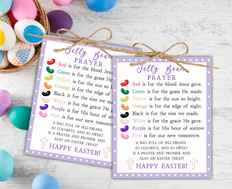 Jelly Bean Prayer Poem Printable, Jelly Bean Prayer Gift Tag, Christian ...