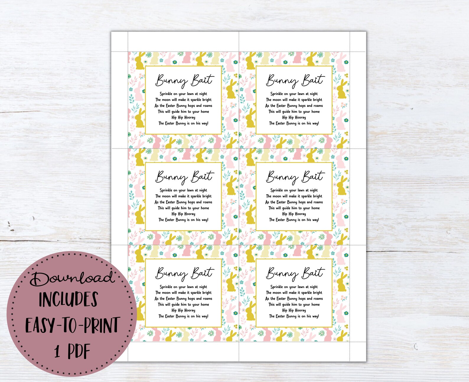 Bunny Bait Printable Gift Tags, Bunny Bait Easter Favor, Easter Bunny ...