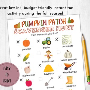 Pumpkin Patch Scavenger Hunt Fall Scavenger Hunt Daycare - Etsy