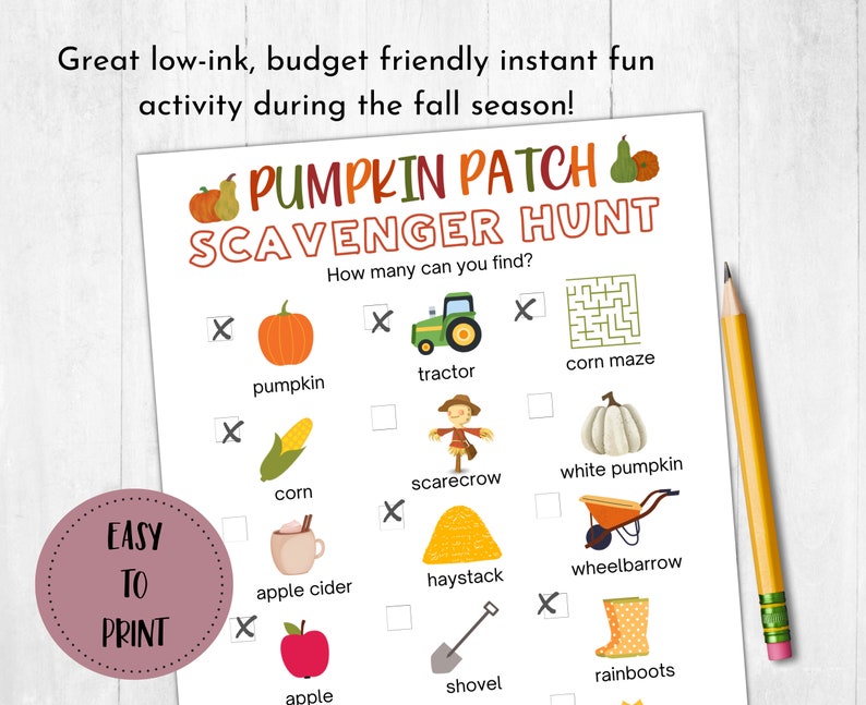 Pumpkin Patch Scavenger Hunt Fall Scavenger Hunt Daycare - Etsy