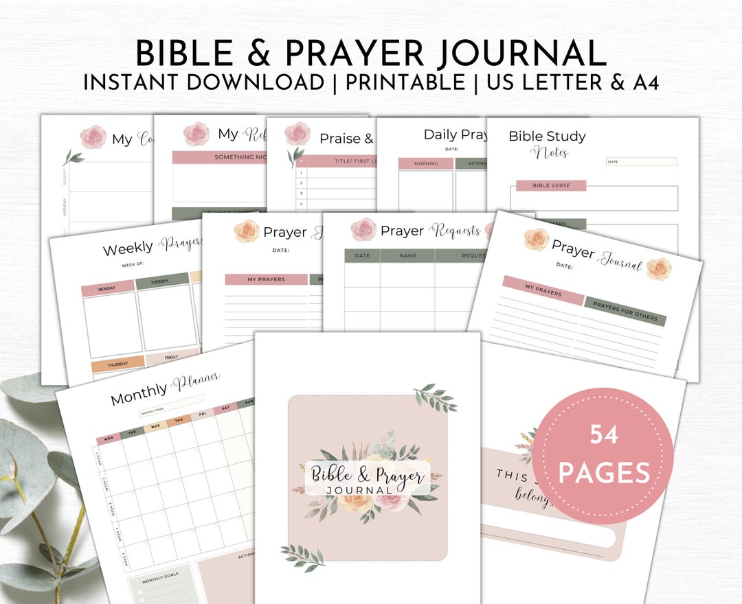 Christian Bible and Prayer Journal Planner | Bible Study Journal ...