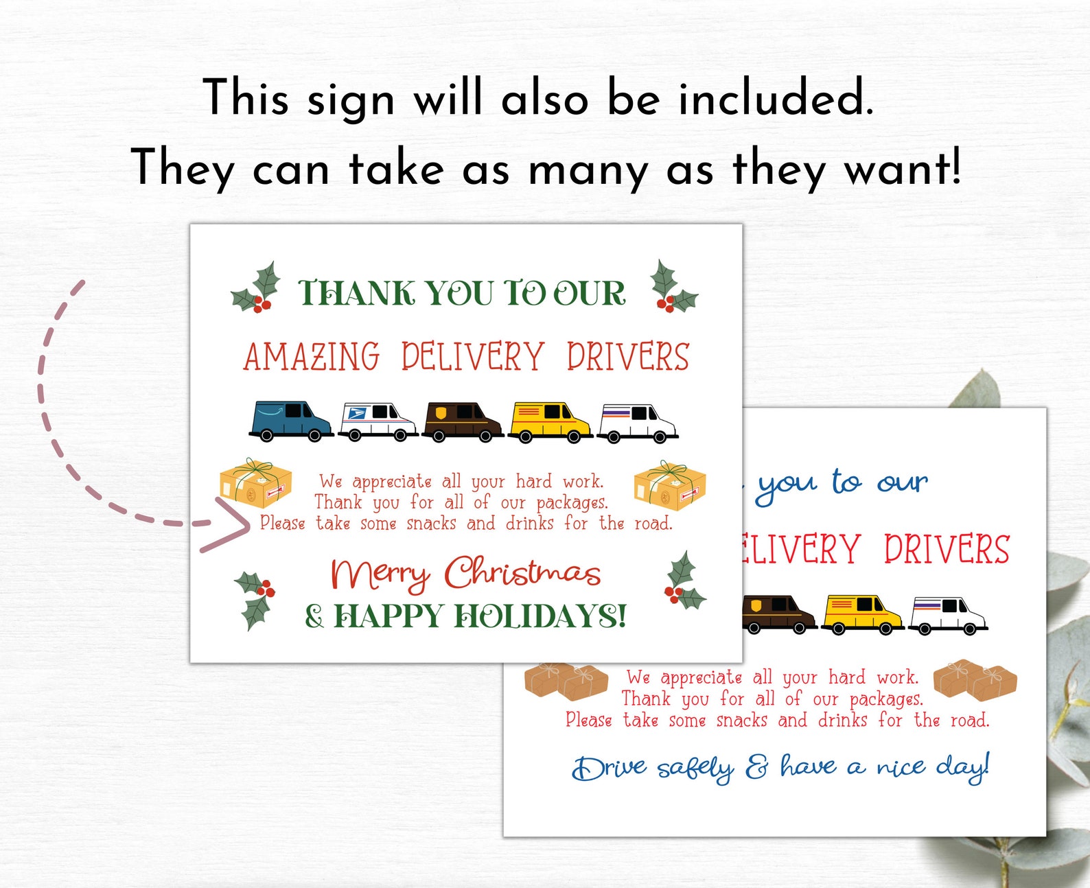 Delivery Drivers Thank You Sign Printable | Delivery Drivers Snack Sign ...