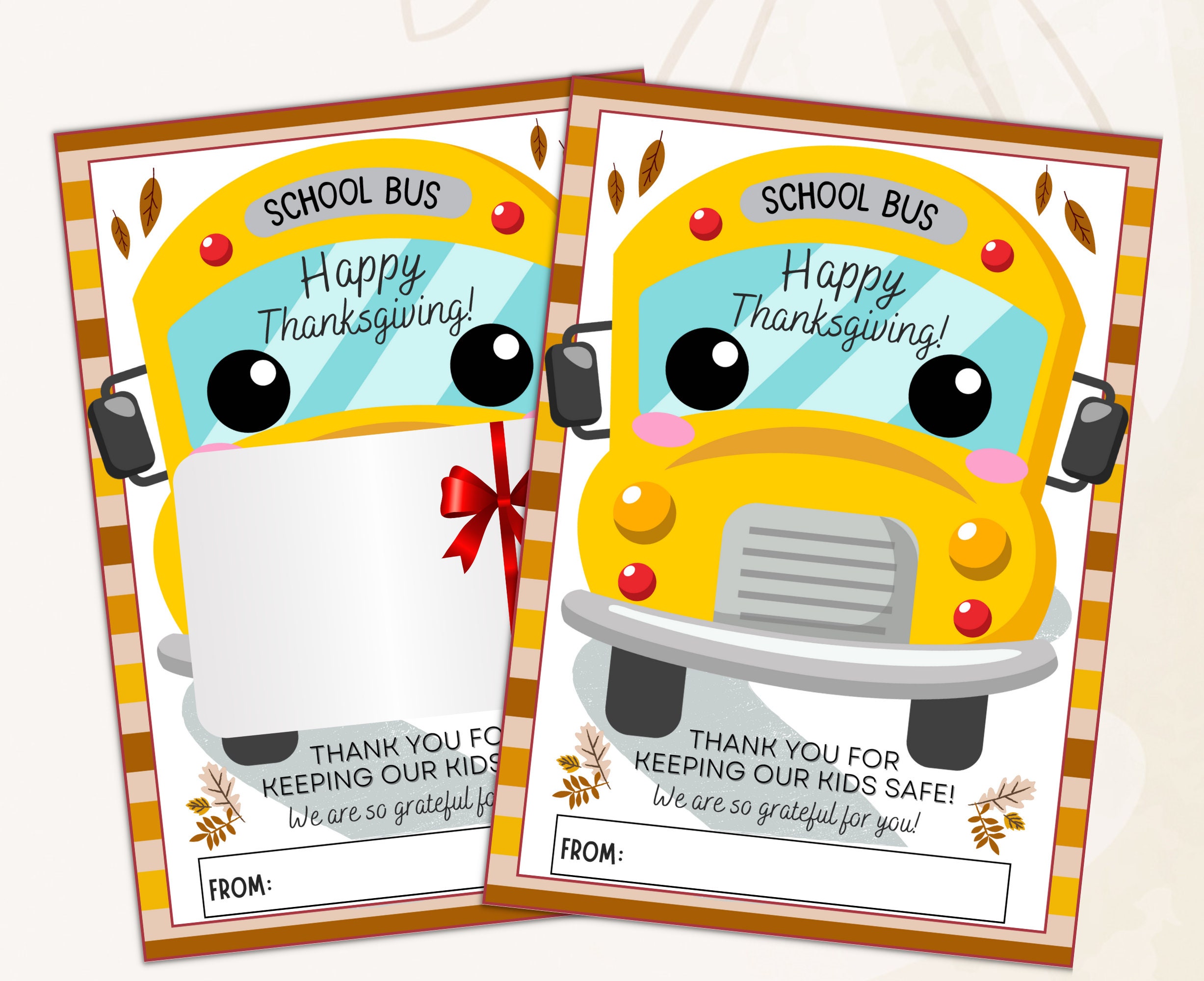 School Bus Thanksgiving Gift Card Holder | Printable School Bus Gift ...