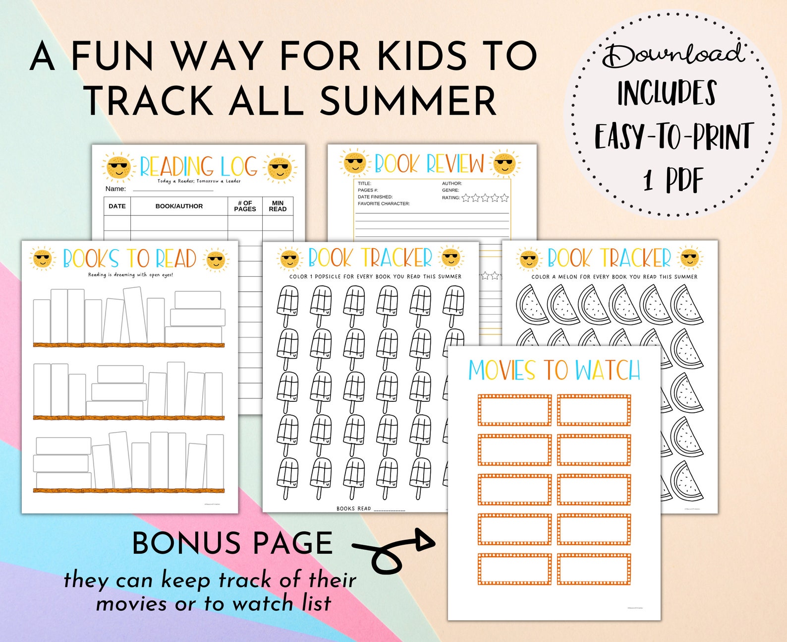 Summer Reading Tracker for Kids Summer Reading Challenge - Etsy