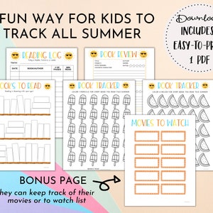 Summer Reading Tracker for Kids Summer Reading Challenge - Etsy