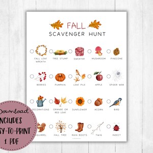 Fall Scavenger Hunt Printable | Autumn Outdoor Activity | Neighborhood ...