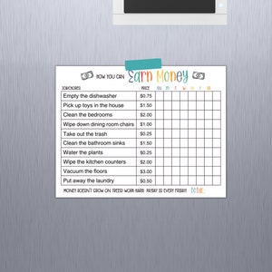 How to Earn Money Chore Chart | Allowance Chore Chart for Kids | Chore ...