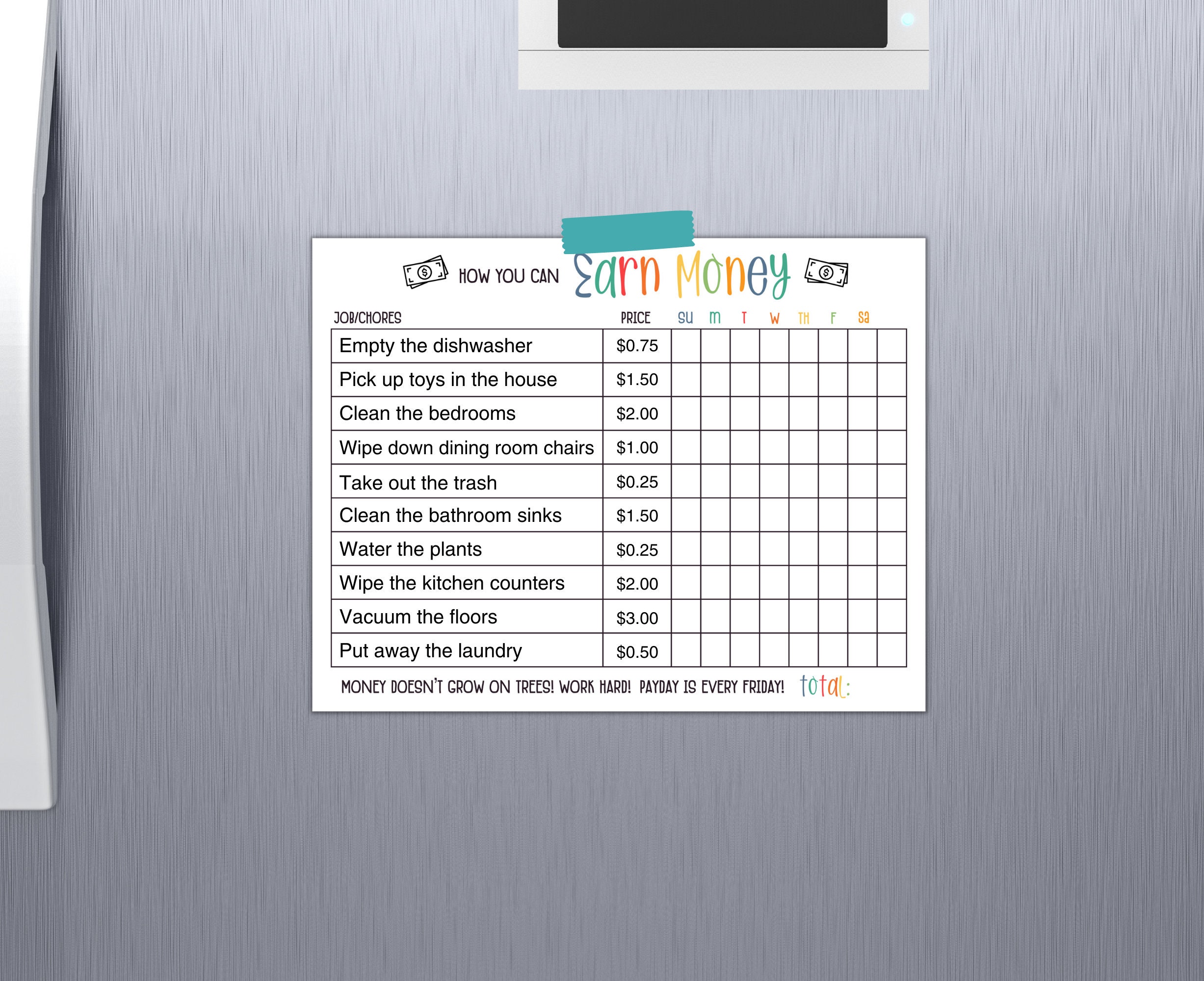 How to Earn Money Chore Chart Allowance Chore Chart for Kids - Etsy ...