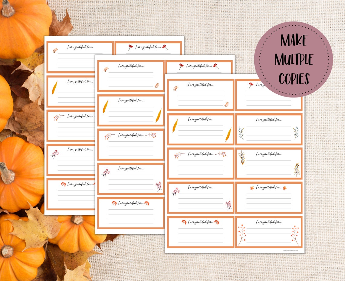 I Am Thankful for Cards Printable Thanksgiving Gratitude - Etsy