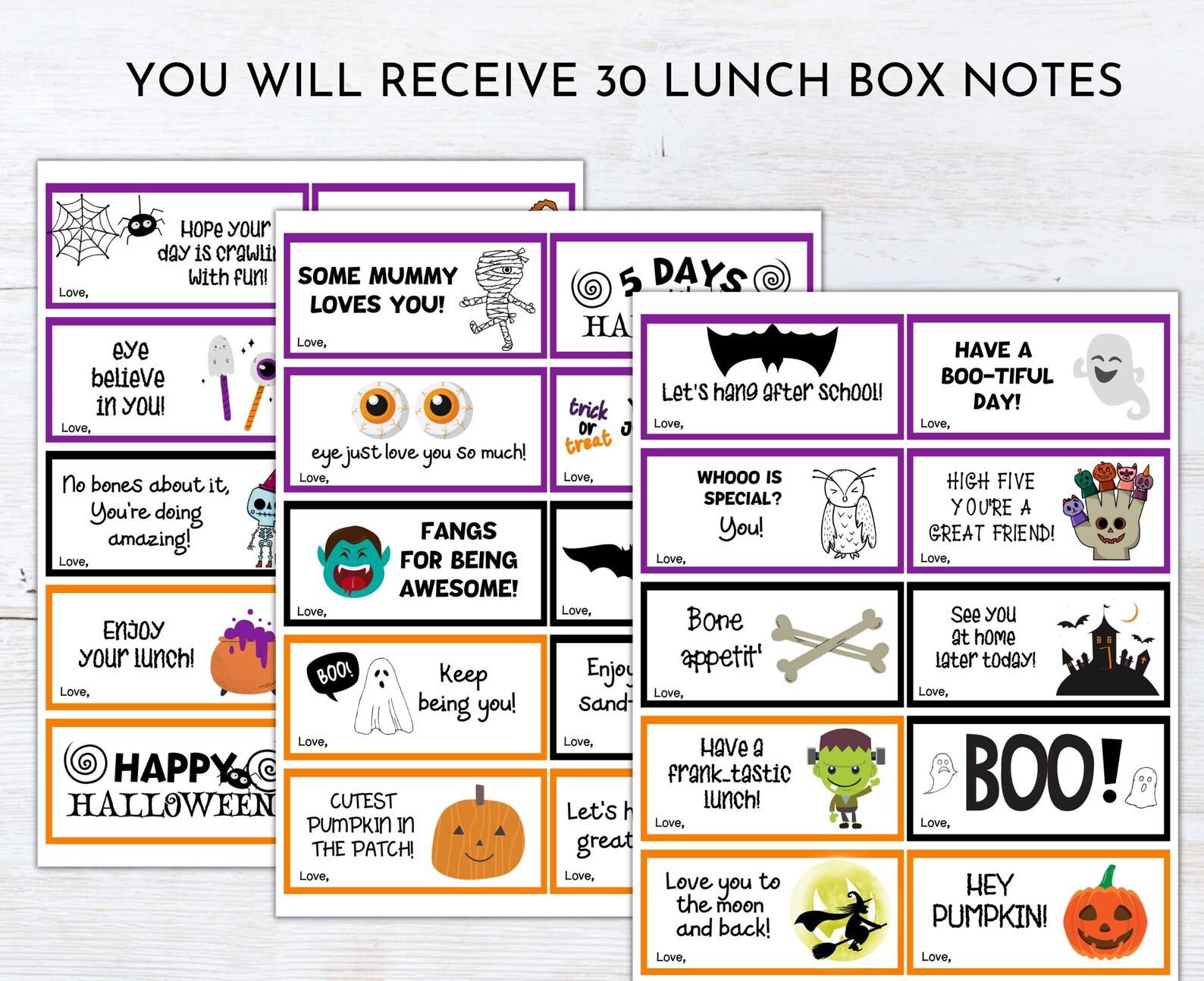 Halloween Lunch Box Notes for Kids | Positive Affirmations for Kids ...