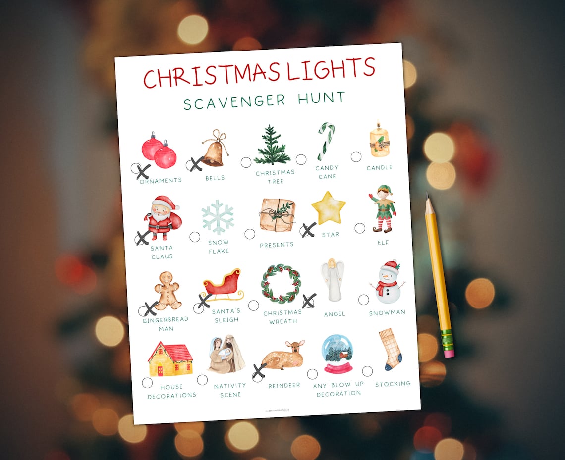 Christmas Lights Scavenger Hunt Holiday Scavenger Hunt - Etsy