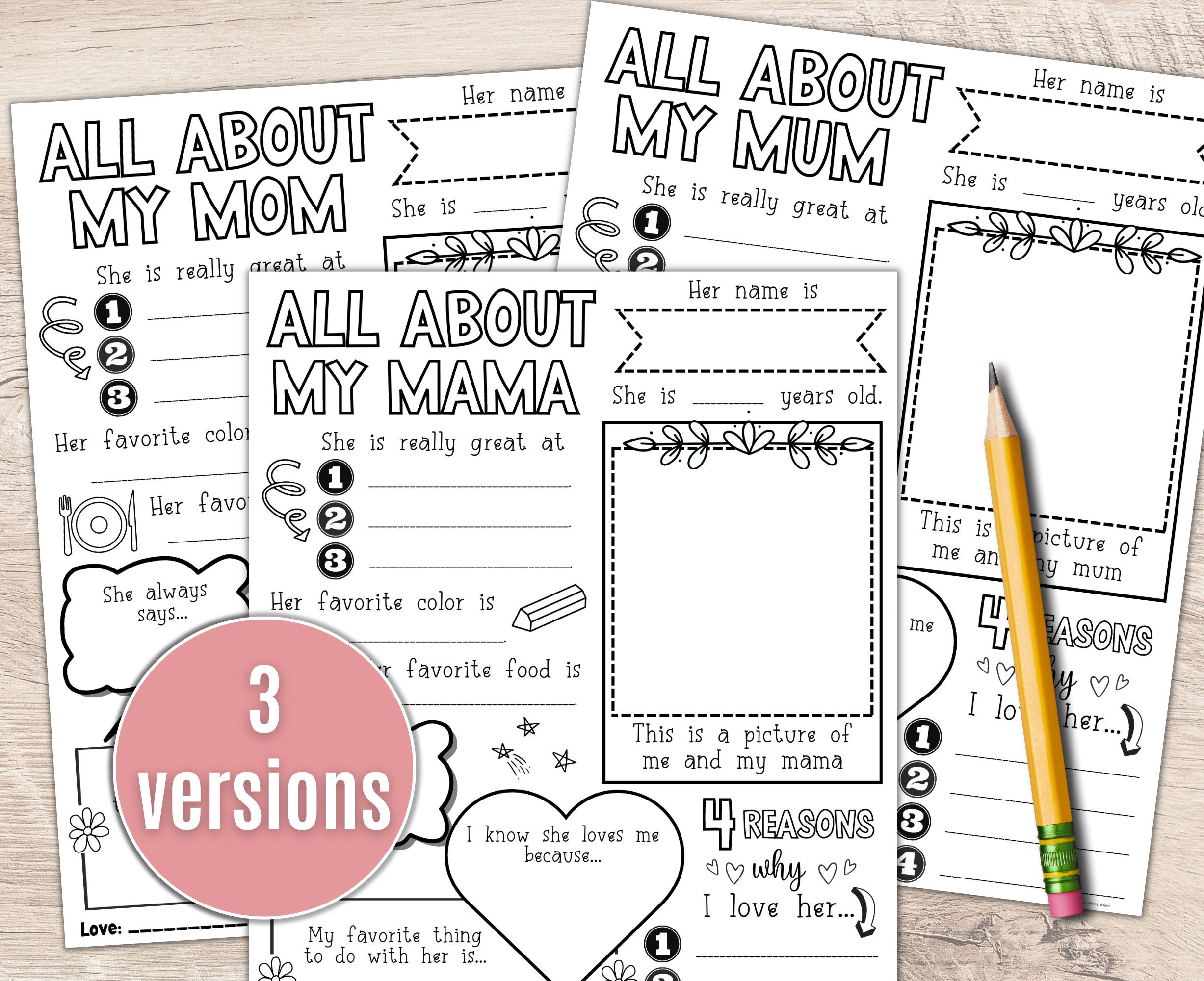 All About My Mom Printable Mothers Day Gift Questionnaire - Etsy