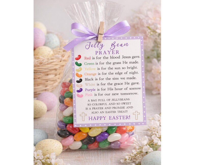 Jelly Bean Prayer Poem Printable, Jelly Bean Prayer Gift Tag, Christian ...
