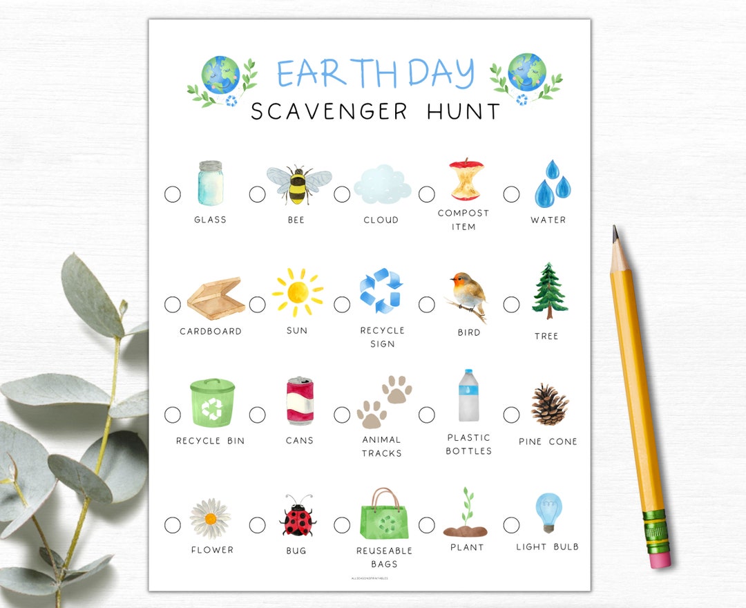 Earth Day Scavenger Hunt Printable Earth Day Kids Activity - Etsy