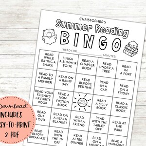 Summer Reading Bingo Challenge Printable | Summer Reading Bingo Sheet ...