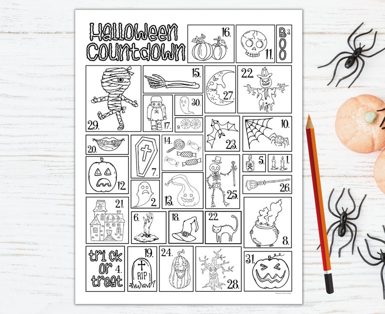Halloween Countdown Printable Halloween Advent Calendar - Etsy