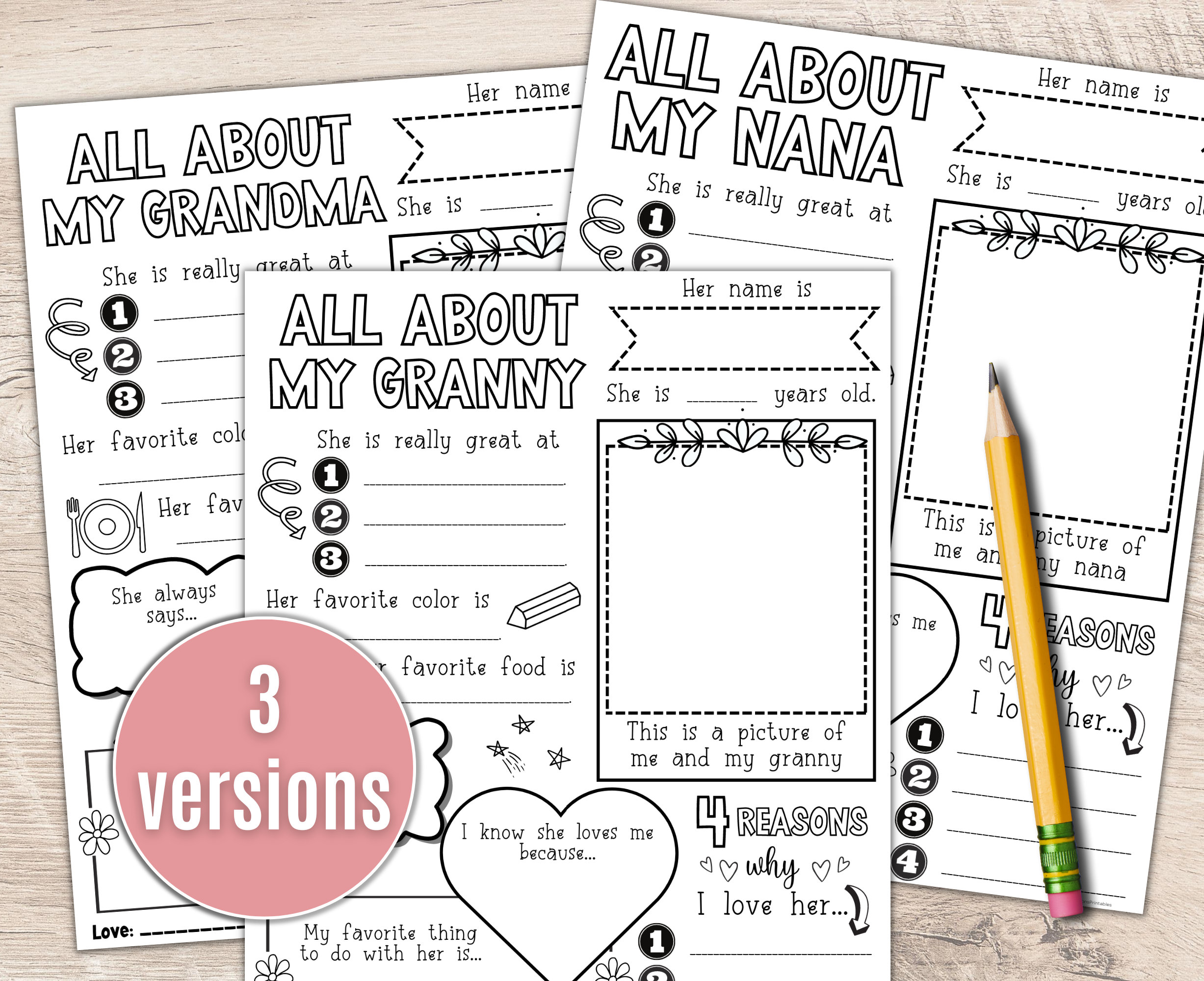 All About My Grandma Questionnaire All About My Nana - Etsy