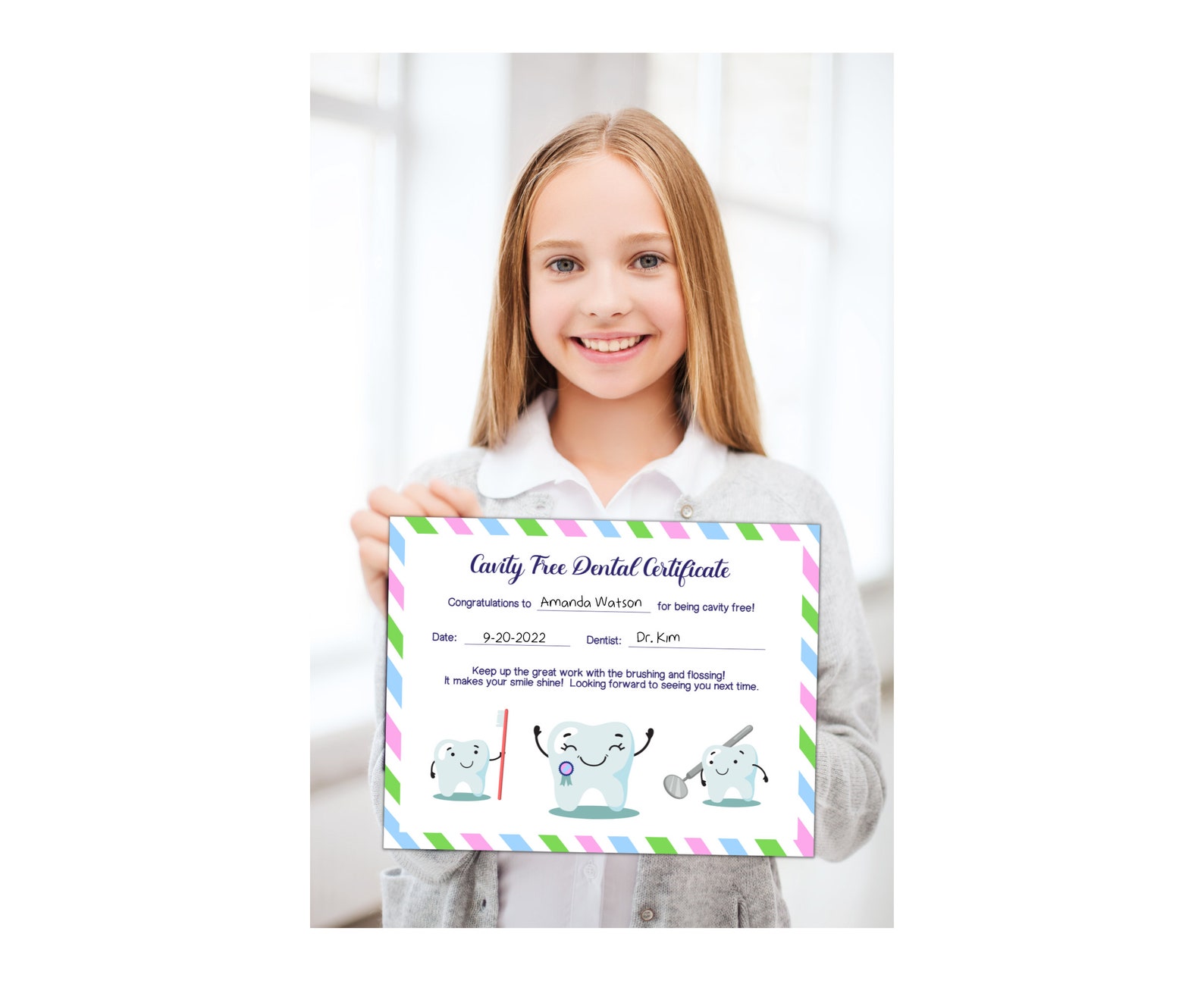Cavity Free Dental Certificate Cavity Free Dental Award - Etsy