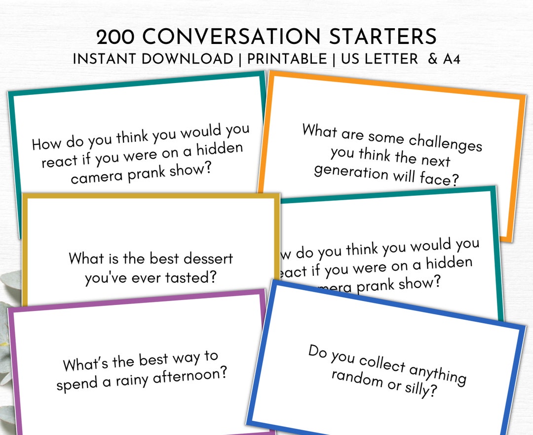 200 Conversation Starters | Printable Conversation Cards | Get to Know ...